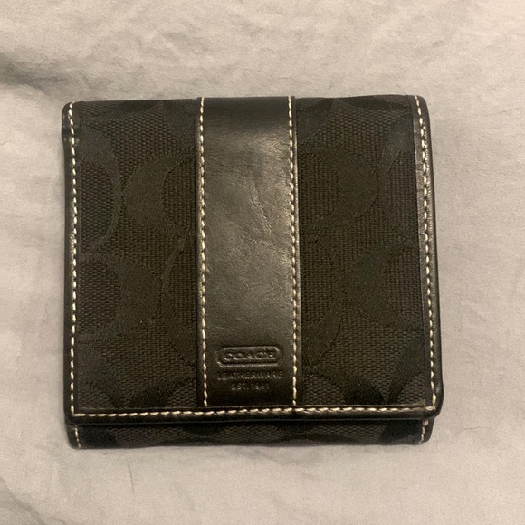 Coach | Bags | Coach Logo Wallet In Black | Poshmark